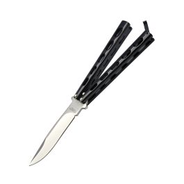 Sharp Edge Ace Butterfly Knife Matte Black Skeletonized Handle w/Plain ...