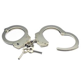 Sharp Edge Nickel Plated Steel Handcuff w/Chain