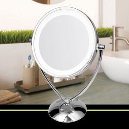 Sharp Edge Double Sided LED Mirror 1/8X Magnification w/Stand